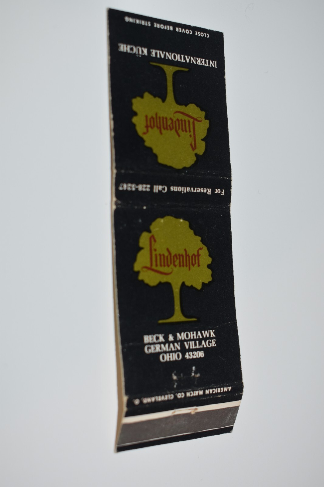 Lindenhof Restaurant German Village Ohio Map 20 Strike Matchbook Cover ...