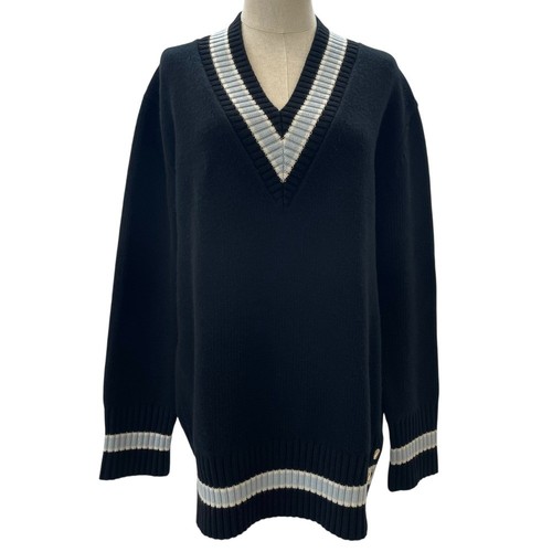 BURBERRY V-neck line wool knit sweater S black Women USED | eBay