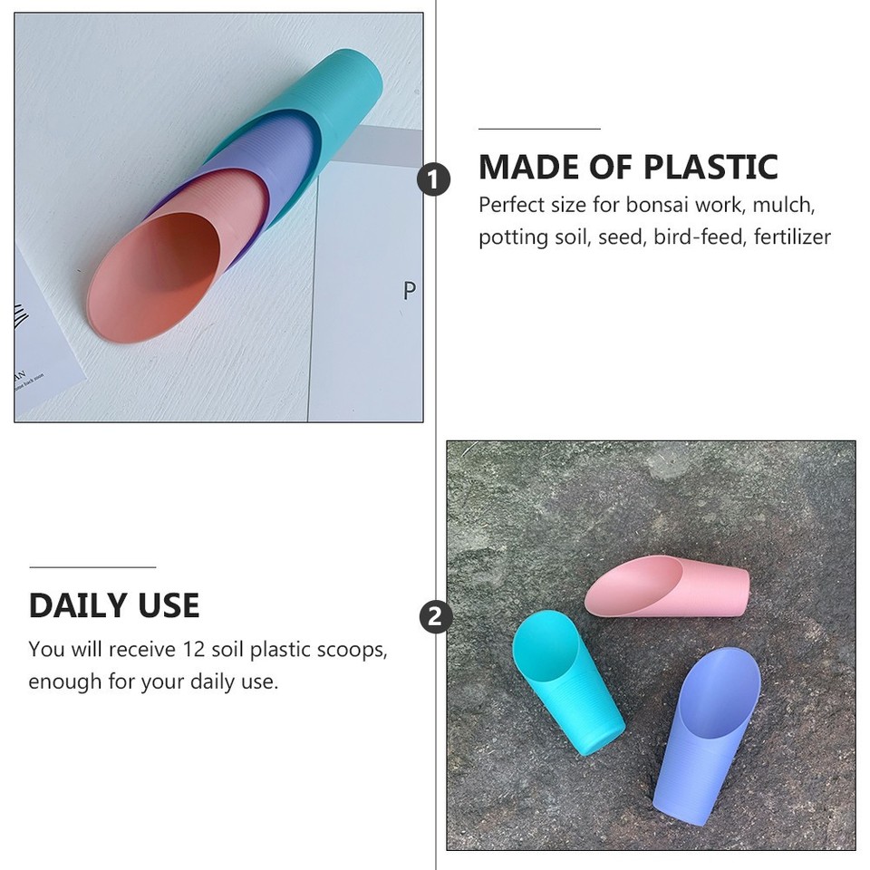 3 Count Garden Bucket Scoop Potting Gravel Sifter Bonsai Soil Scoops ...