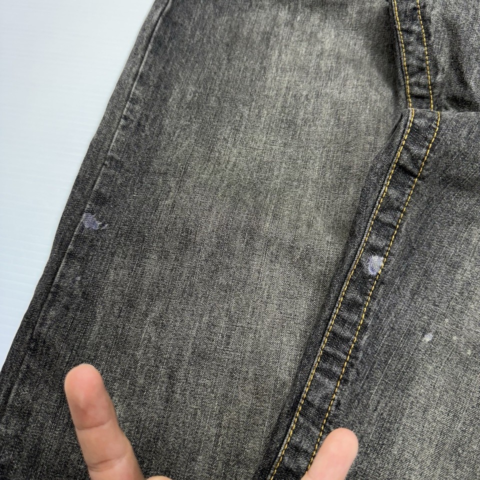 Vtg Mecca Relaxed Fit Mens Straight Jeans 38x32 Gray Punk Embroidery ...