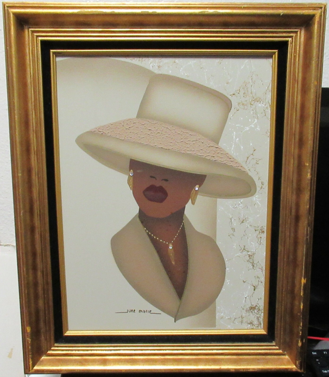 JUNE MARIE ORIGINAL OIL ON CANVAS AFRICAN AMERICAN WOMAN & EARRINGS ...