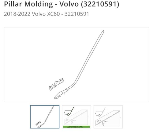 Volvo XC60 2018-2024 Front Right Windshield Molding Pillar Seal OEM ...