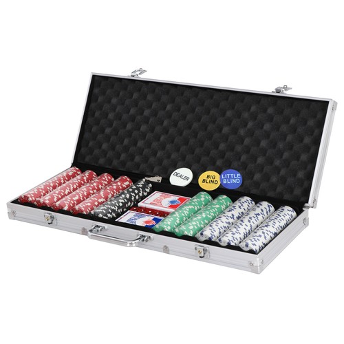Pro Poker Chips Set W/2 Cards +5 Dices+Aluminum Carry Case Table Game ...