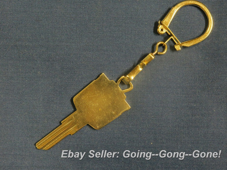 STUDEBAKER GOLD CREST 24KT GOLD KEY BLANK & VTG KEY CHAIN 1931-1940 ...