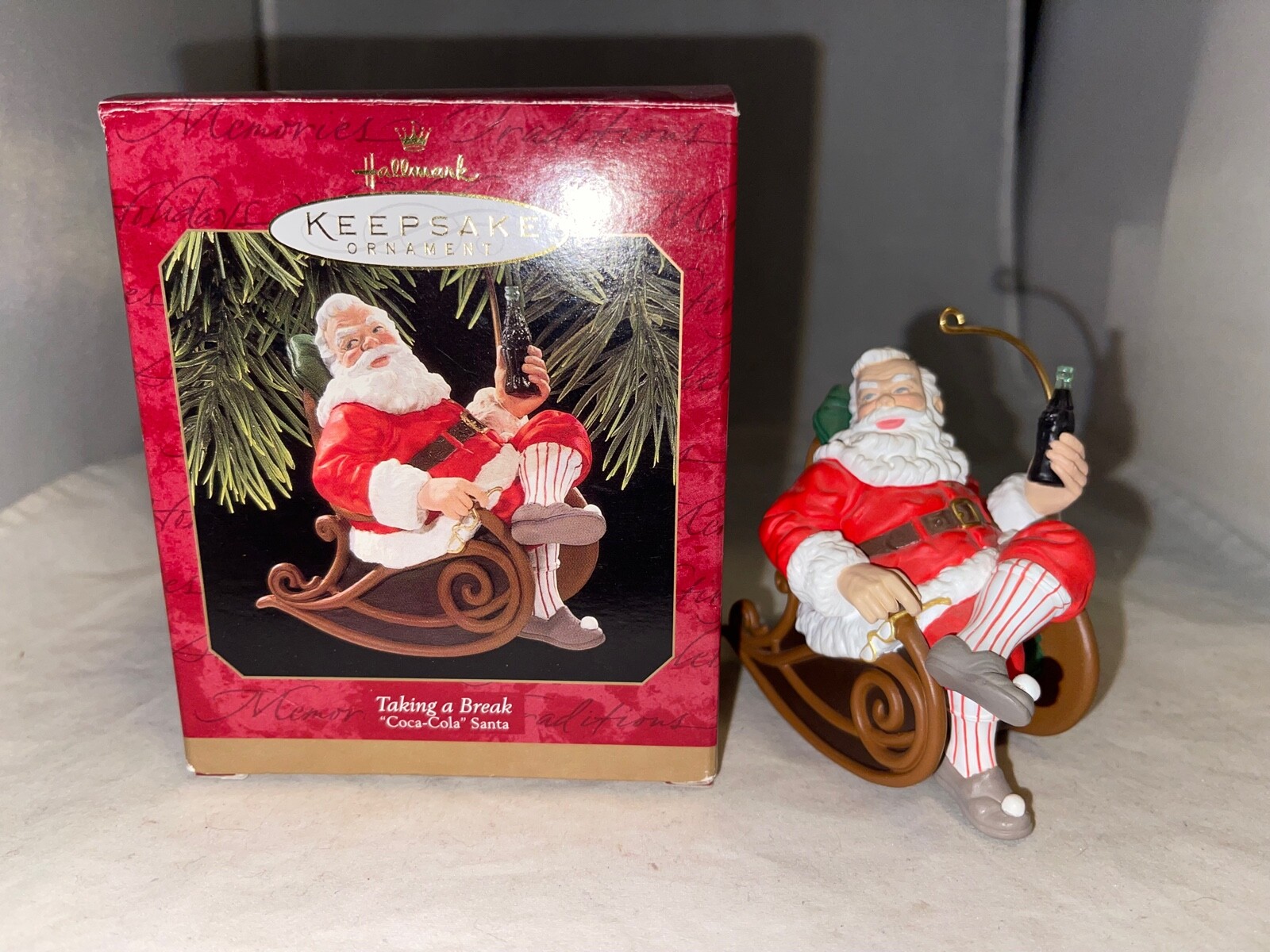 1997 Hallmark Coca-Cola Coke Santa Taking A Break Christmas Ornament ...