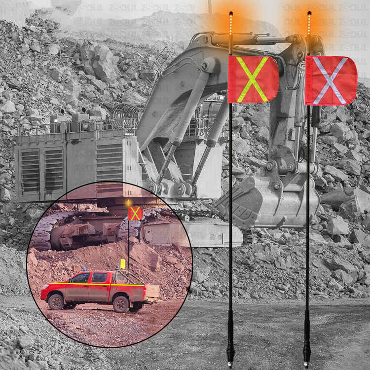 6FT Safety Led Mining Whip Light With Reflective Flag Quick Release ...