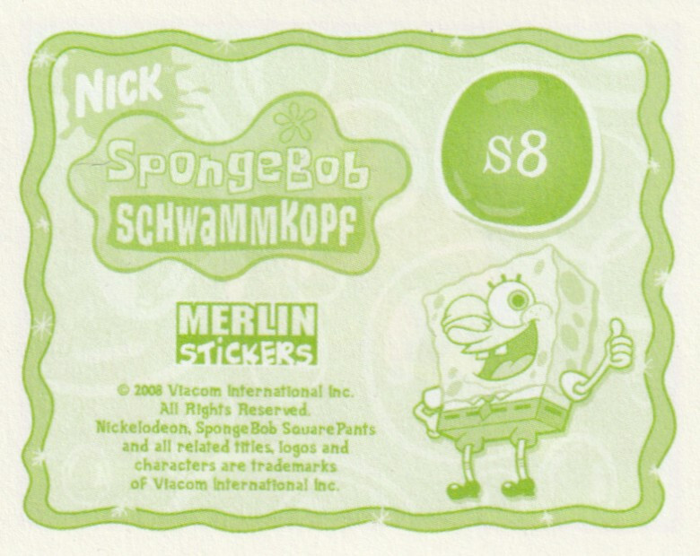 SPONGEBOB New Adventure Stickers #S8, Merlin 2008 COLLECTIBLE STICKERS ...
