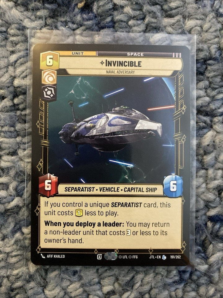 Star Wars Unlimited- Invincible, Naval Adversary - 191/262 JTL Free ...