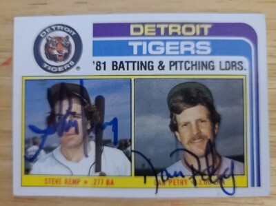 SIGNED STEVE KEMP & DAN PETRY 1982 TOPPS #666 DETROIT TIGERS TEAM ...