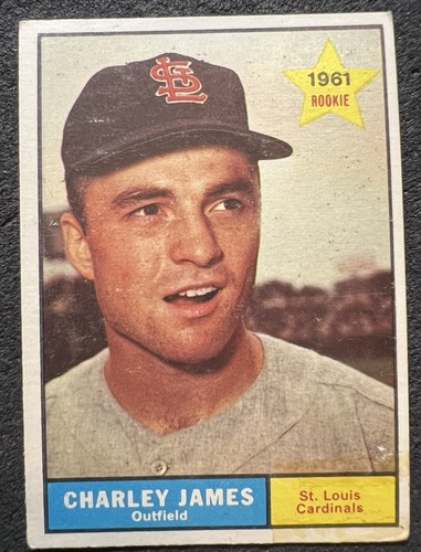 1961 TOPPS CHARLIE JAMES (CARDINALS) RC #561 HIGH NUMBER TAPE RESIDUE ...