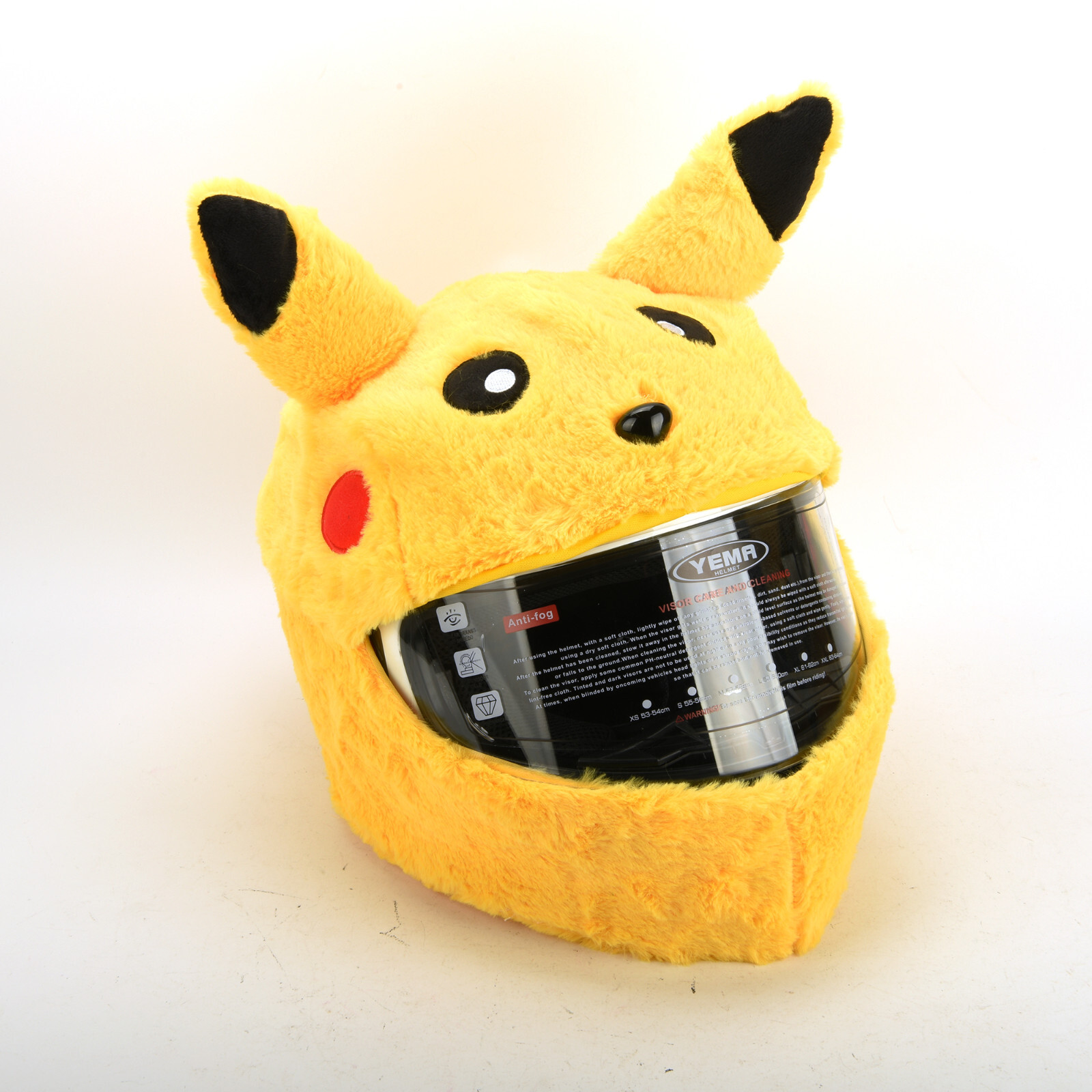 Soft Motorcycle Helmet Cover Funny Pikachu Plush Motorbike Decor OS ...