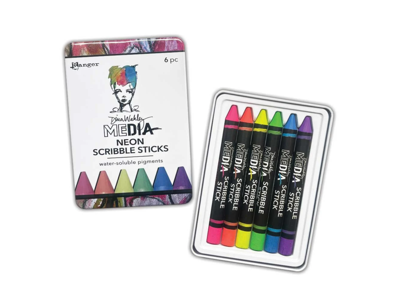 Dina Wakley Media Scribble Sticks, Set 4 Neon | eBay