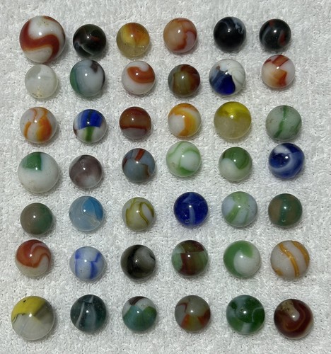 Lot Of 42 Vintage Marbles Akro Peltier Master Vitro “Played With ...