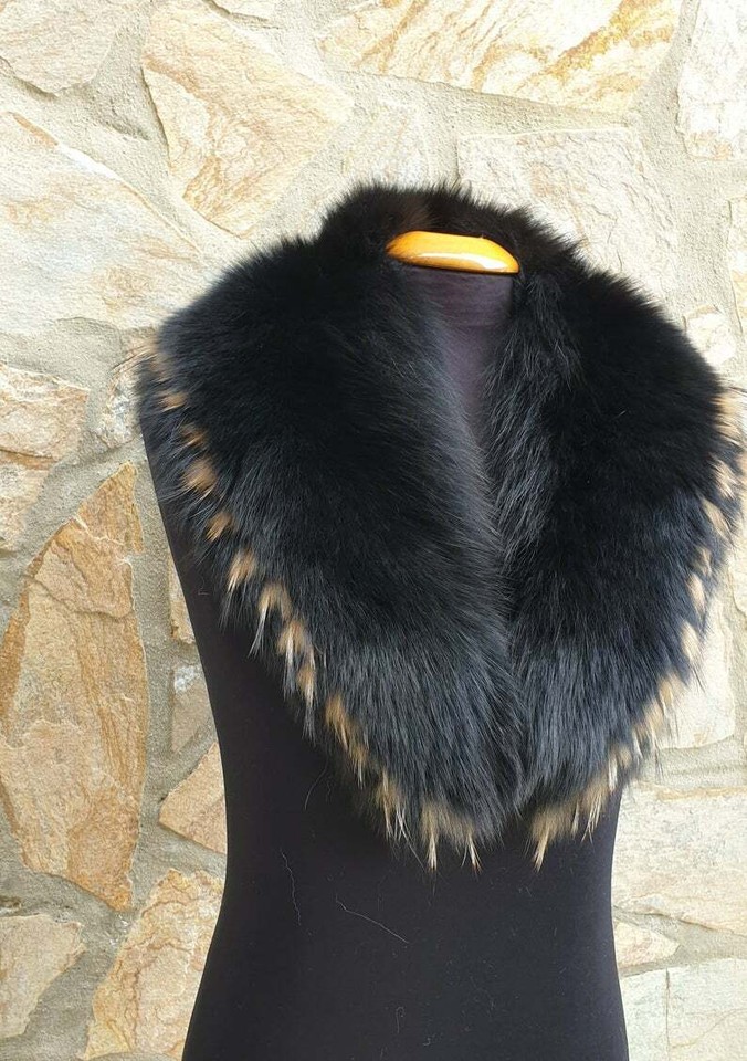 Fur collar,fox fur collar,real fur collar,black fox collar | eBay