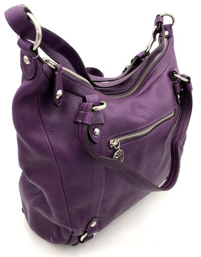 NWT Coach F17566 'Alexandra' Purple Leather Shoulder Bag w/ Silver ...
