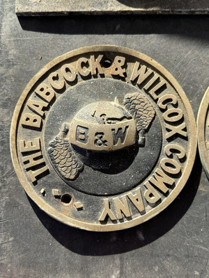 ANTIQUE RARE:BABCOCK & WILCOX POWER BOILER EMBOSSED BRASS NAME PLATE ...