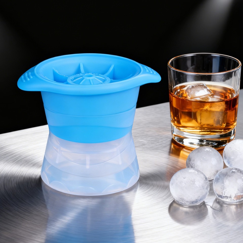 Blue Ice Maker Mold Whisky Ice Ball Mold Silicone Sphere Ice Mold Round ...