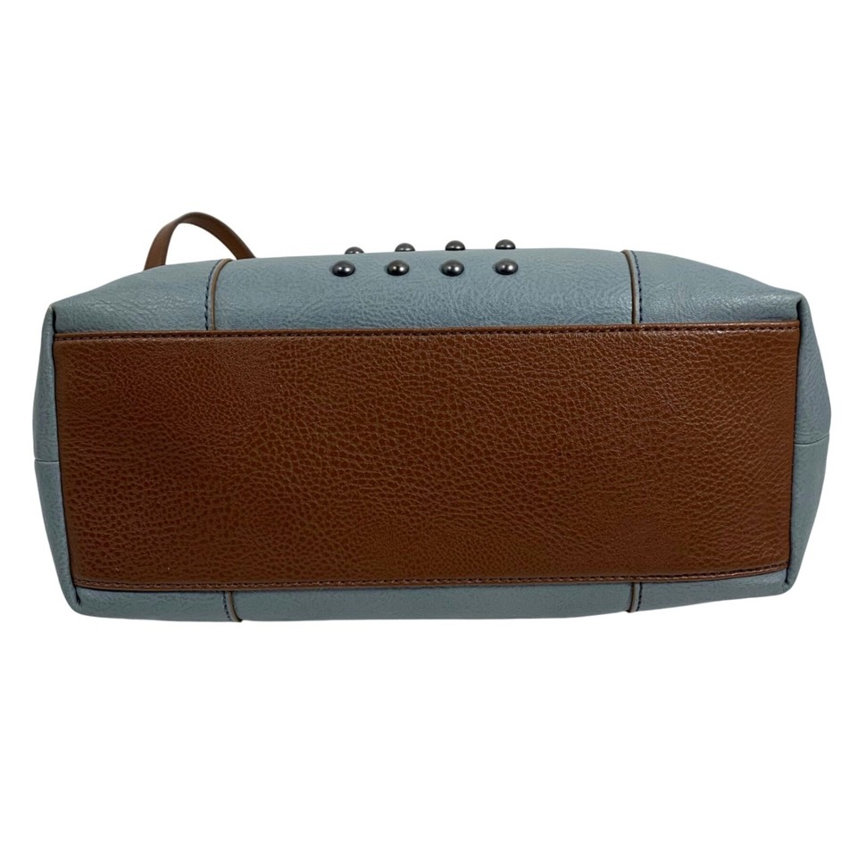 FOSSIL Dusty Blue & Brown Vegan Leather Studded Shoulder Crossbody Bag ...