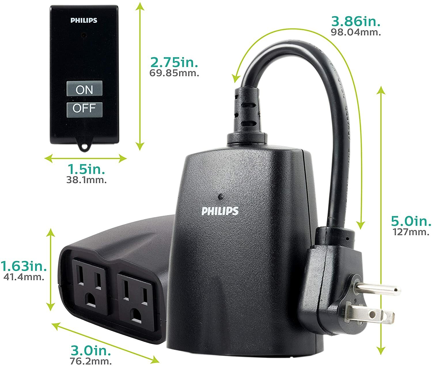 Philips Outdoor Lighting Control Plug -in w/Wireless Remote 2 Grounded ...