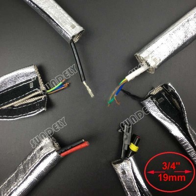 Aluminized Metallic Heat Shield Sleeve Insulated Wire Hose Cover Loom ...