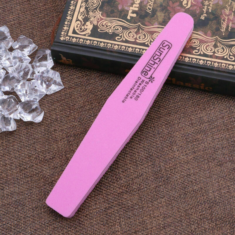 10 pcs New Sponge Nail files Tips Buffer 100/180 Sanding Block Manicure ...