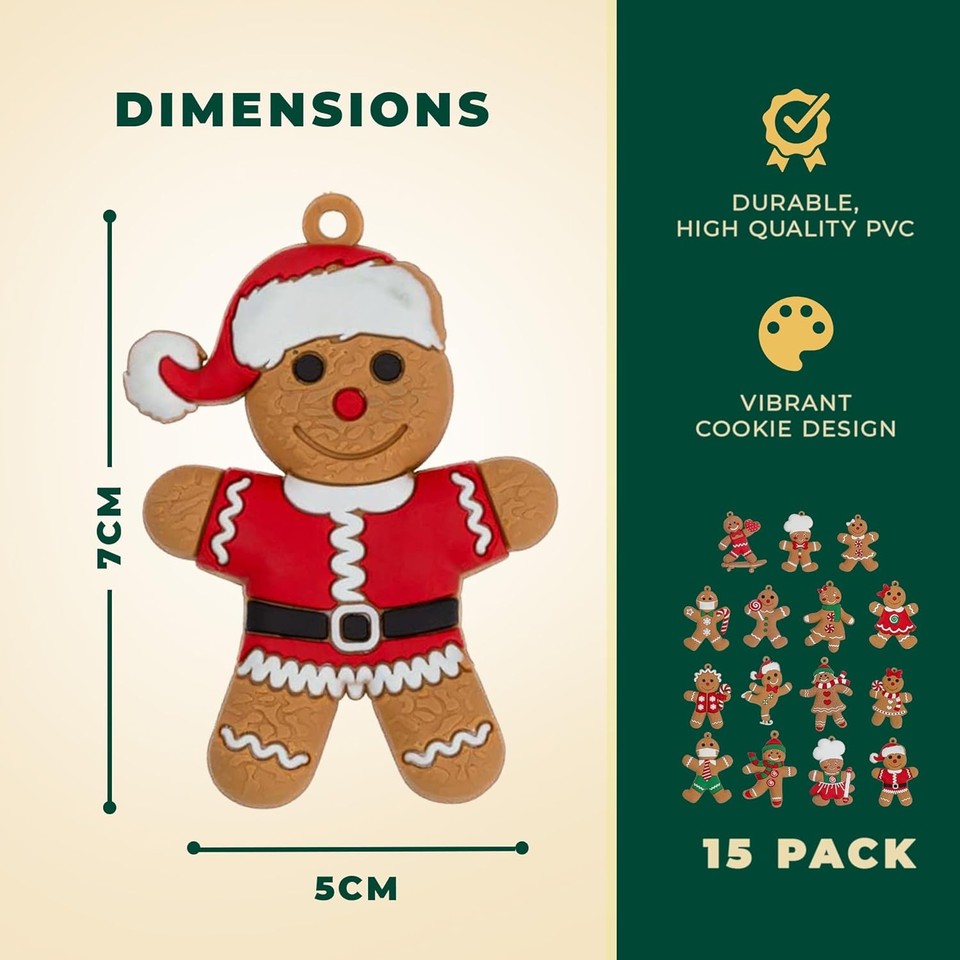 Festive Fix Gingerbread Ornaments - Pack of 15 Assorted Man... | eBay UK
