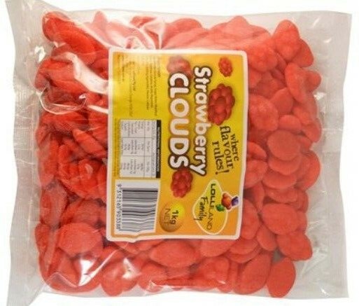 1kg LOLLILAND STRAWBERRY CLOUDS RED FLUFFY BULK LOLLIES CANDY BUFFET ...