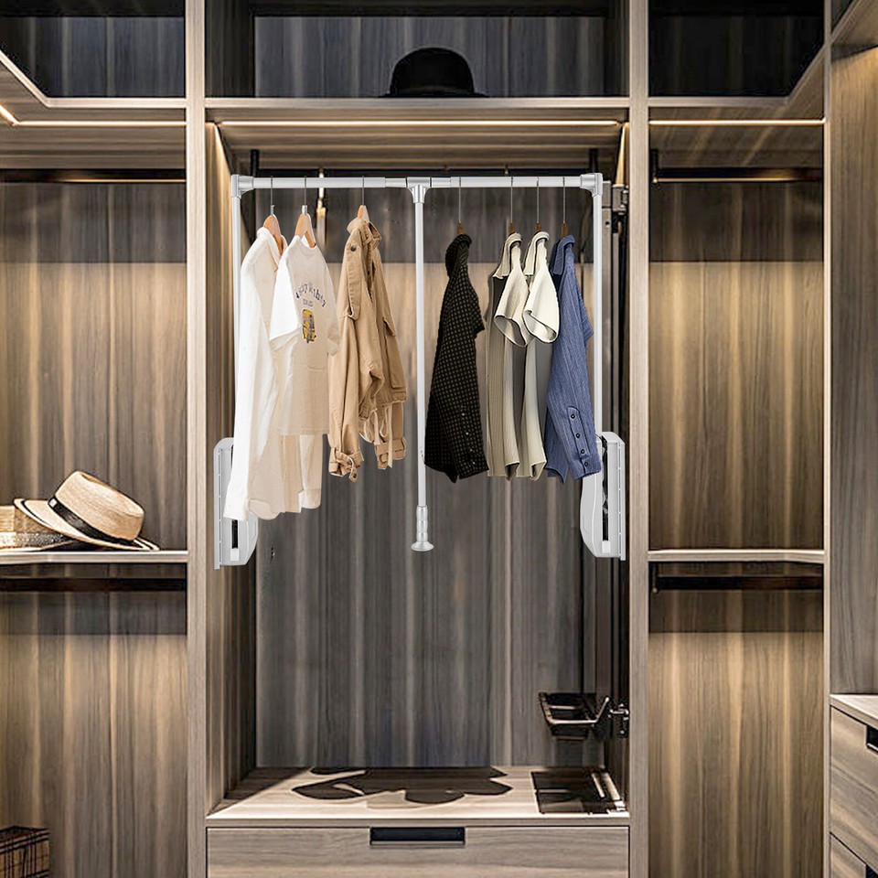 35-47 Inch Adjustable Closet Rod Closet Mounted Hanger Wall Mounted ...