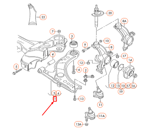 NEW VOLKSWAGEN JETTA A6 FRONT LEFT WISHBONE CONTROL ARM 5C0407151D ...