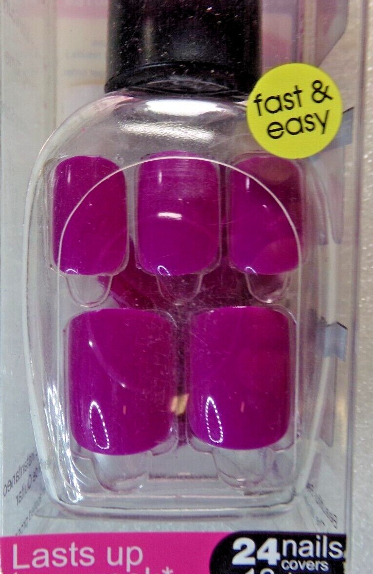 Nadeco Nails "Compare to imPRESS" Press-on Nails short, Shiny Red Pink ...