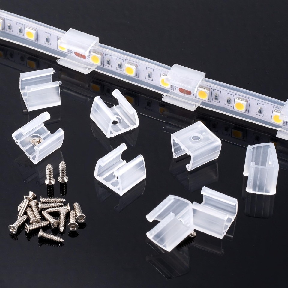 LED Strip Light Clips with Screws 100pcs, Outdoor Rope Light Clips Neon ...