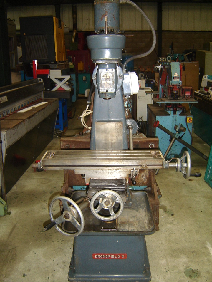 Dronsfield vertical milling machine, power table, 3 phase, hobby/ model ...