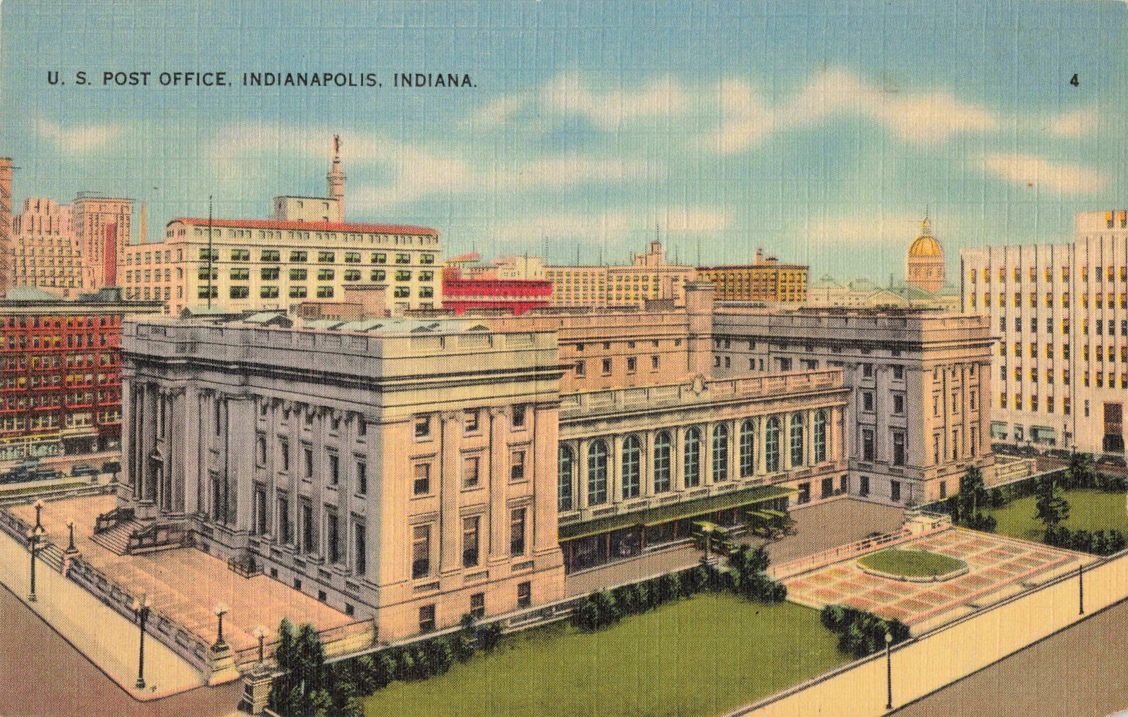 Postcard USPS US Post Office Indianapolis Indiana IN Linen | eBay