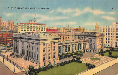 Postcard USPS US Post Office Indianapolis Indiana IN Linen | eBay