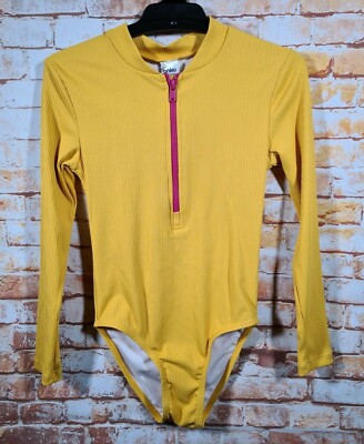 BNWT Girls Sz 9 Anko Golden Zip Front Long Sleeve One Piece Swim Suit ...