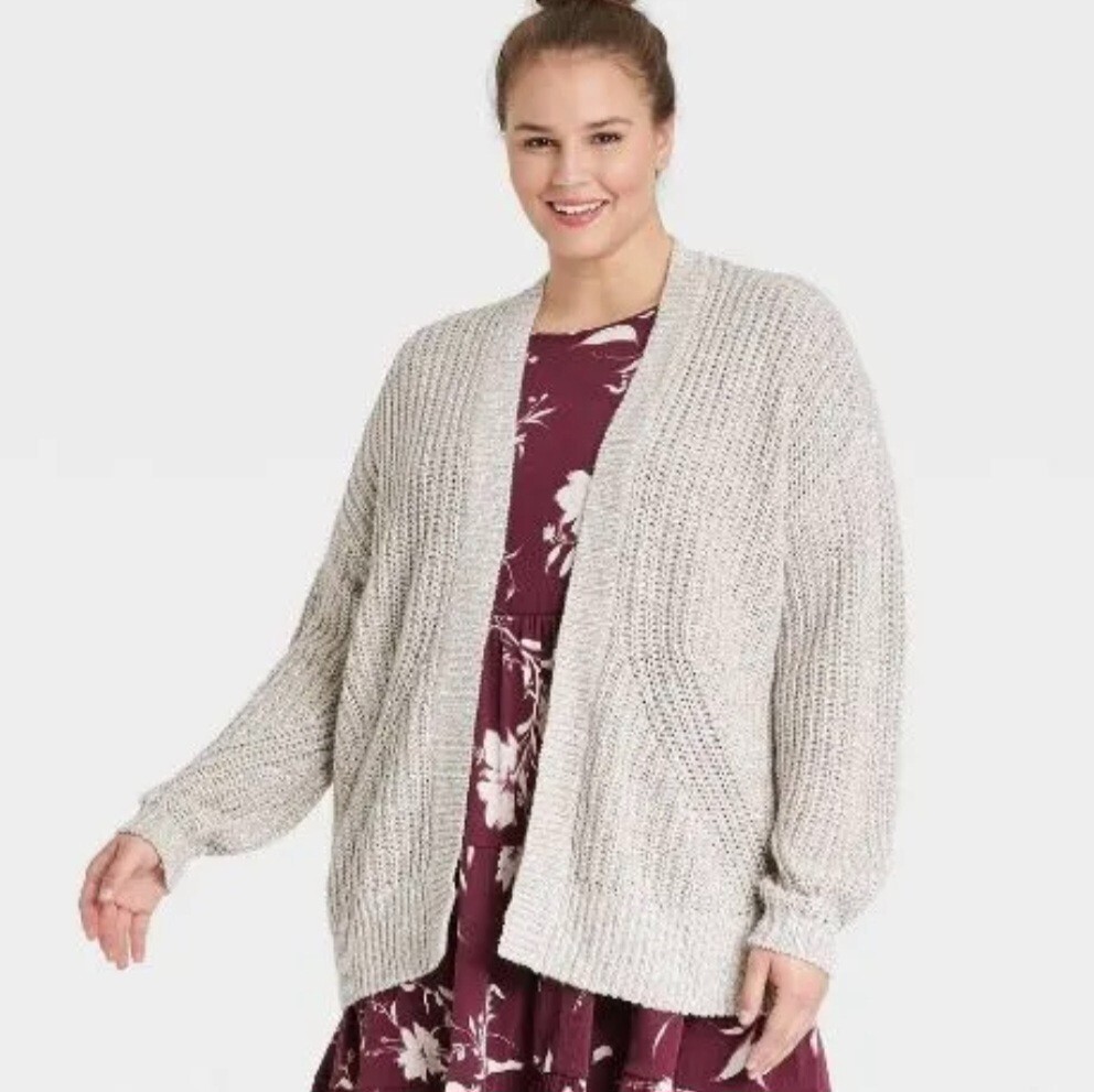 AVA&VIV Plus Size Women 2X Chunky Knit Open Front Cardigan Sweater ...