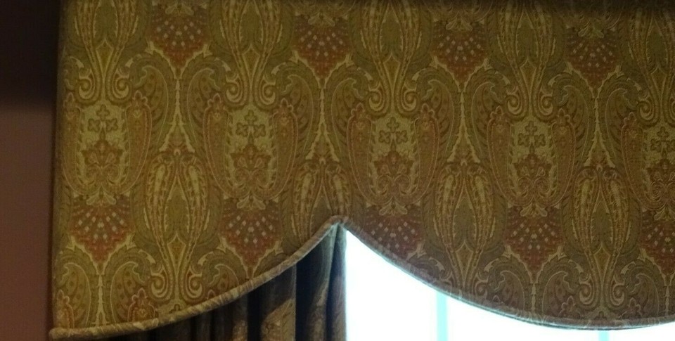 Custom Window Treatments Calico Corners Paisley Olive & Tan Valance 51 ...