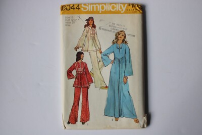 6044 Vintage Simplicity Sewing Pattern Misses Caftan Top Pants 1970s ...