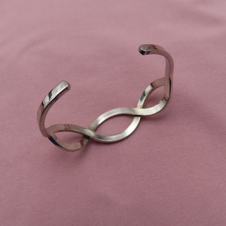 Vintage Bracelet Sterling Silver Bangle Scroll Wide Cuff Modernist ...