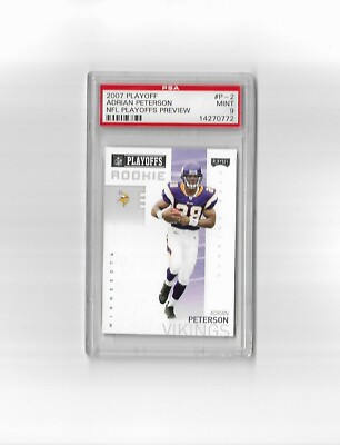 2007 NFL Playoffs Preview Adrian Peterson Rookie Card Graded PSA 9 P-2 ...