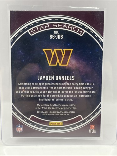 2024 Rookies & Stars Jayden Daniels Star Search #SS-JDS RC Mem Patch ...