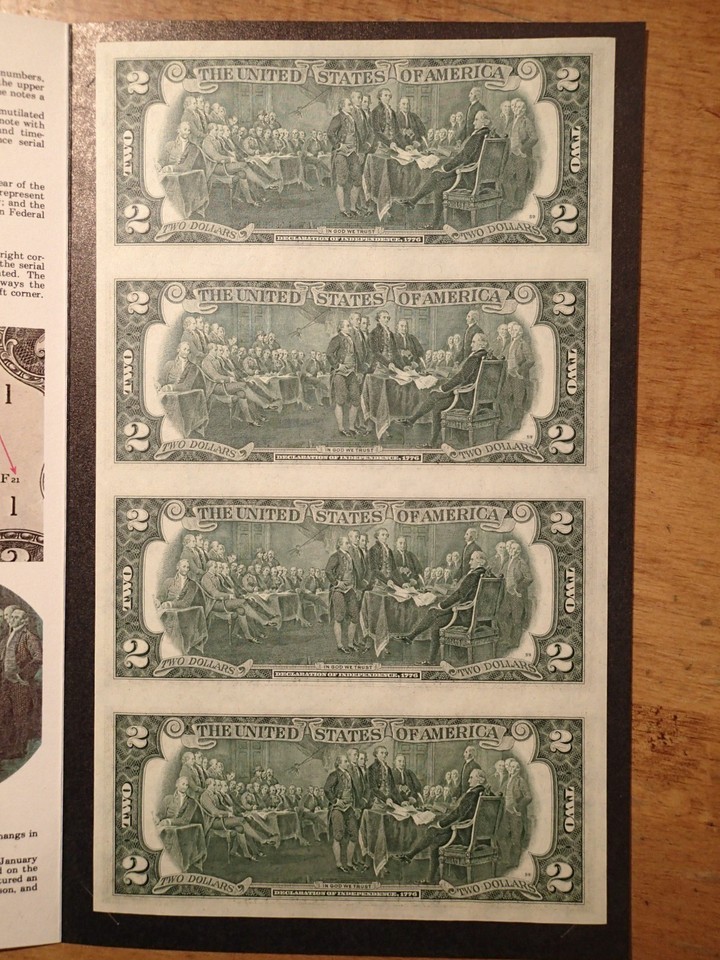 Set of Uncut Sheets of 1976 $2 Star Note Bills & 1981A $1 Bills, w/Orig ...