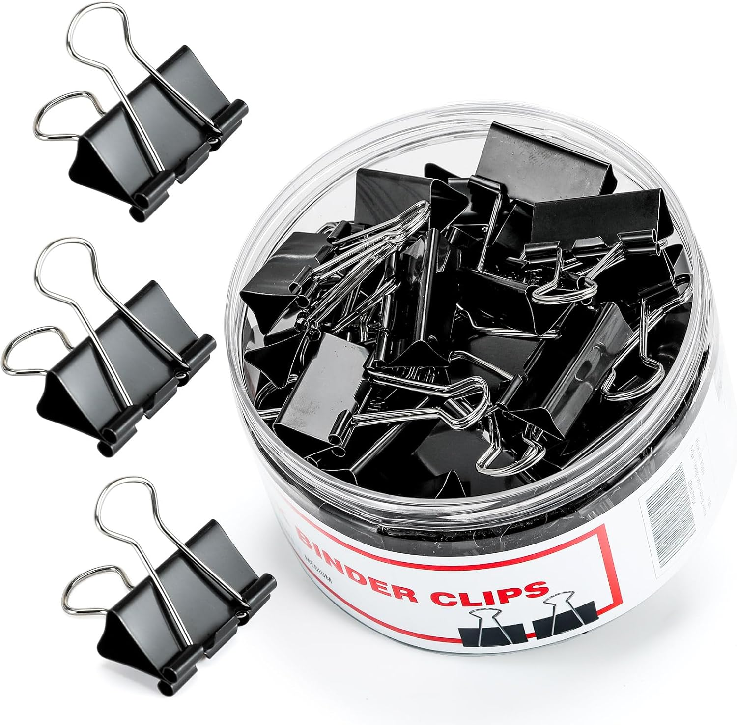 Binder Clips, 48 Pcs Medium Binder Clips, Black Binder Clip Medium, 1. ...