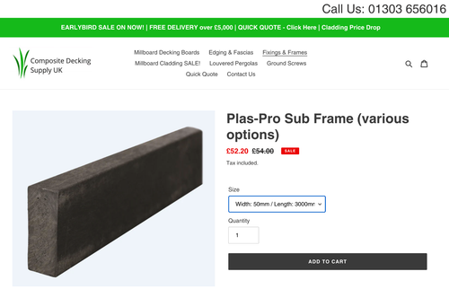 Millboard PlasPro Composite Recycled Plastic Joist Decking 50mm X 125mm ...