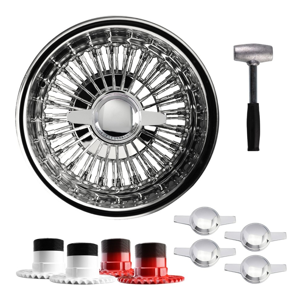 13x7 Rev 72 Spoke SS Straight Lace Lowrider Wire Wheels, Zenith KO Cap, Set of 4 | eBay