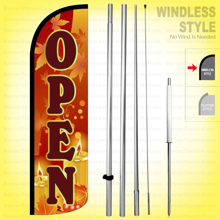 OPEN - Windless Swooper Flag Kit 15' Feather Banner Sign Fall Theme q57 ...