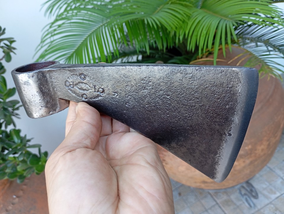 Antique Old Large Axe Wrought Carbon Steel Blacksmith Marks Signature ...