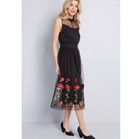 NWOT Modcloth Splendid Wish Rose Floral Black Embroidered Midi Dress ...