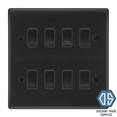 BG Matt Black 8 Gang Custom Appliance Grid Switch Panel Kitchen | eBay UK