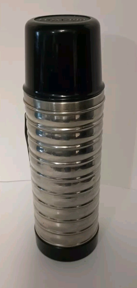 Vintage Retro Ribbed Uno-Vac Stainless Steel 1 Quart Thermos Atomic | eBay